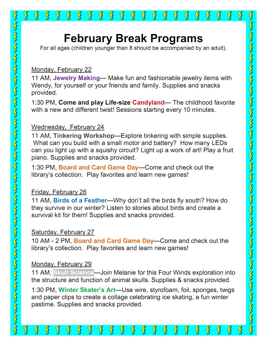 February Break Programs